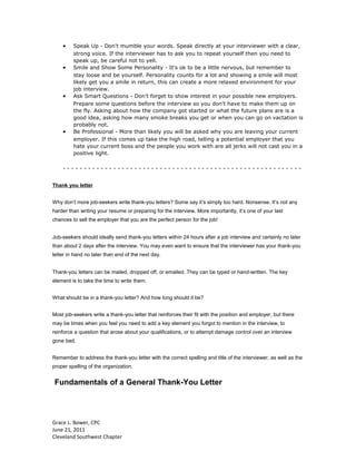 Resumes, Interviews and Workplace Etiquette | DOC