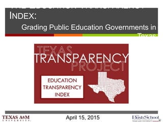 Education Transparency index (ETI) Presentation | PPTX