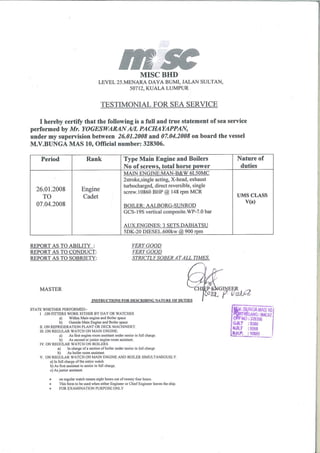 Testimonial for Sea Service | PDF