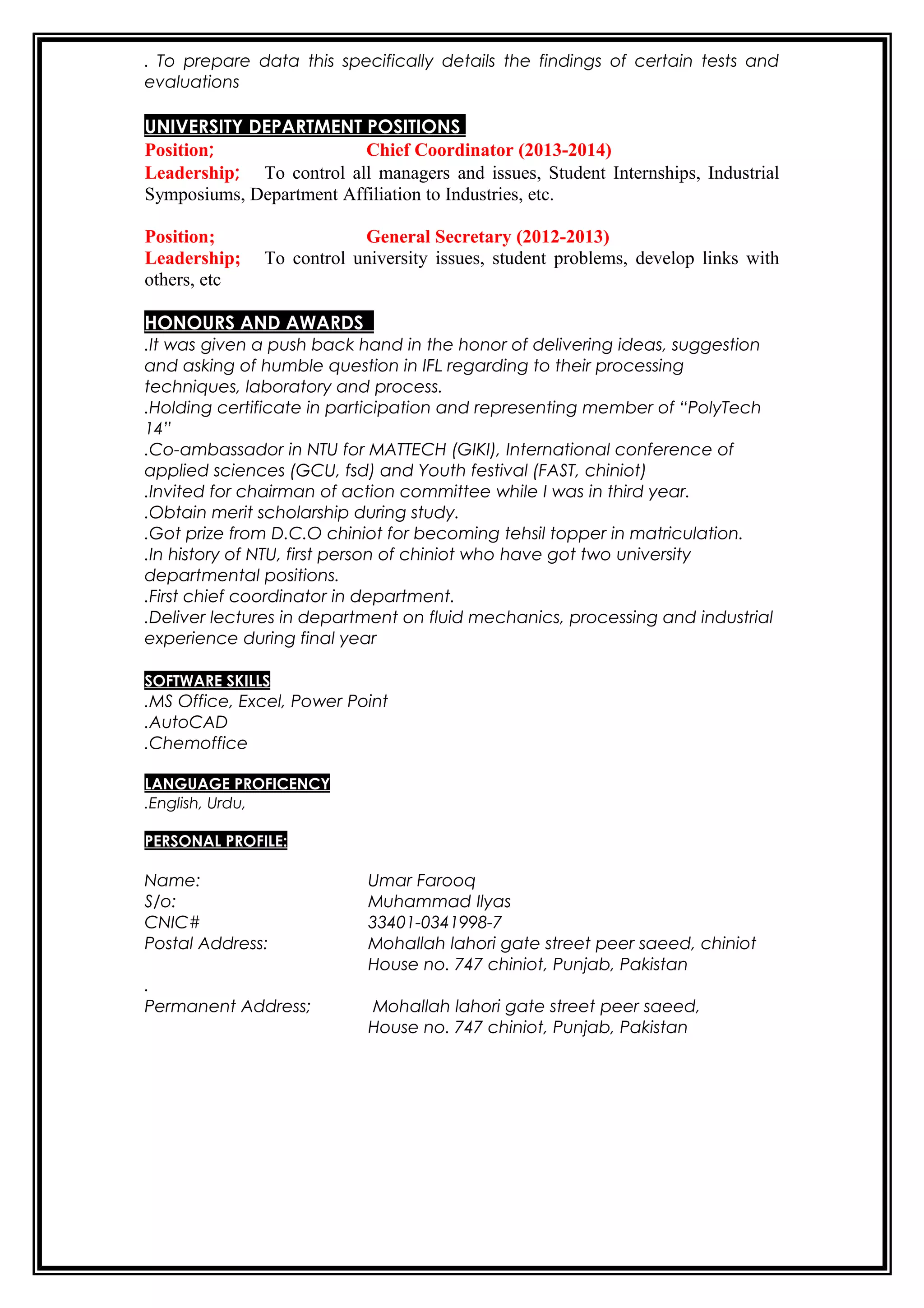CV OF umer farooq | DOC