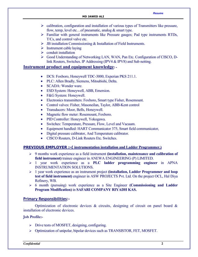 jawed_CV_instrument 3.7 yr exp | PDF