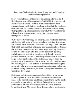 Final UdotmaintenanceTrooperarticle | DOCX | Weather | Science