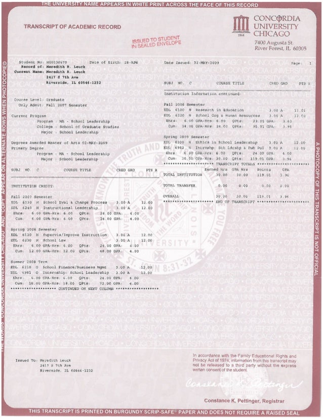 Concordia transcript