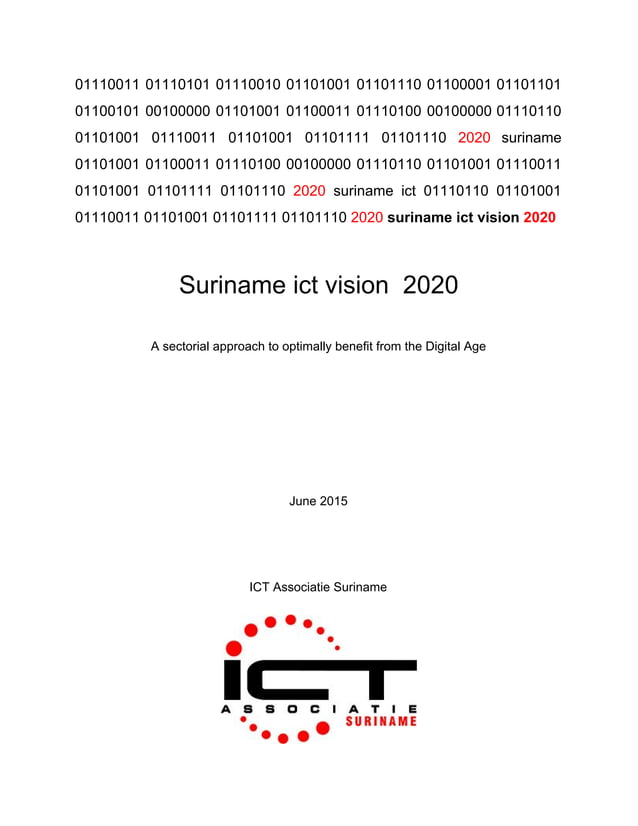 Suriname ICT Vision 2020 by ICT Associatie Suriname June 2015 | PDF