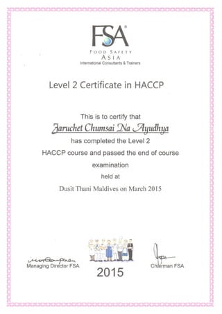 FSA - Level 2 Certificate in HACCP | PDF