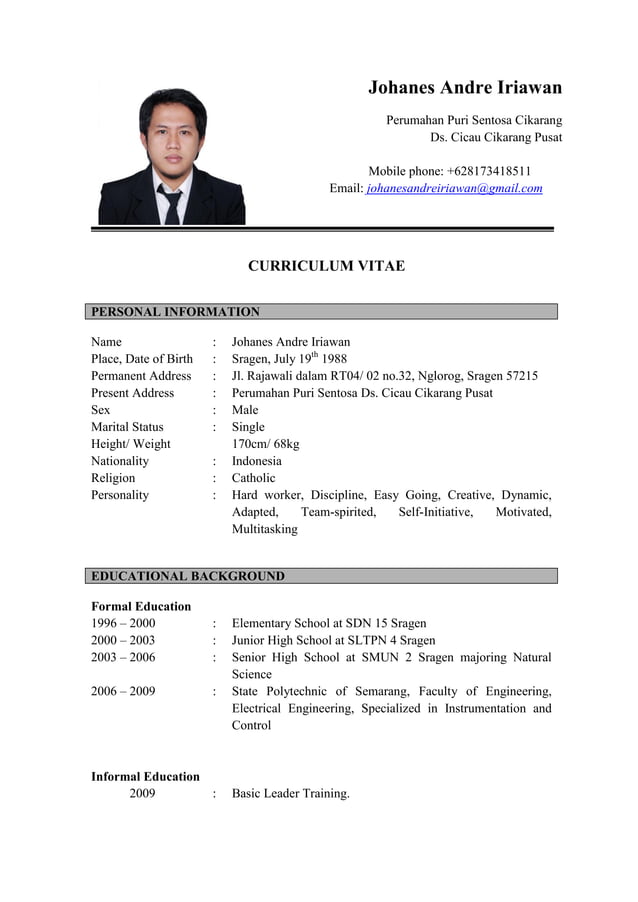 Curriculum Vitae_J Andre Iriawan | PDF