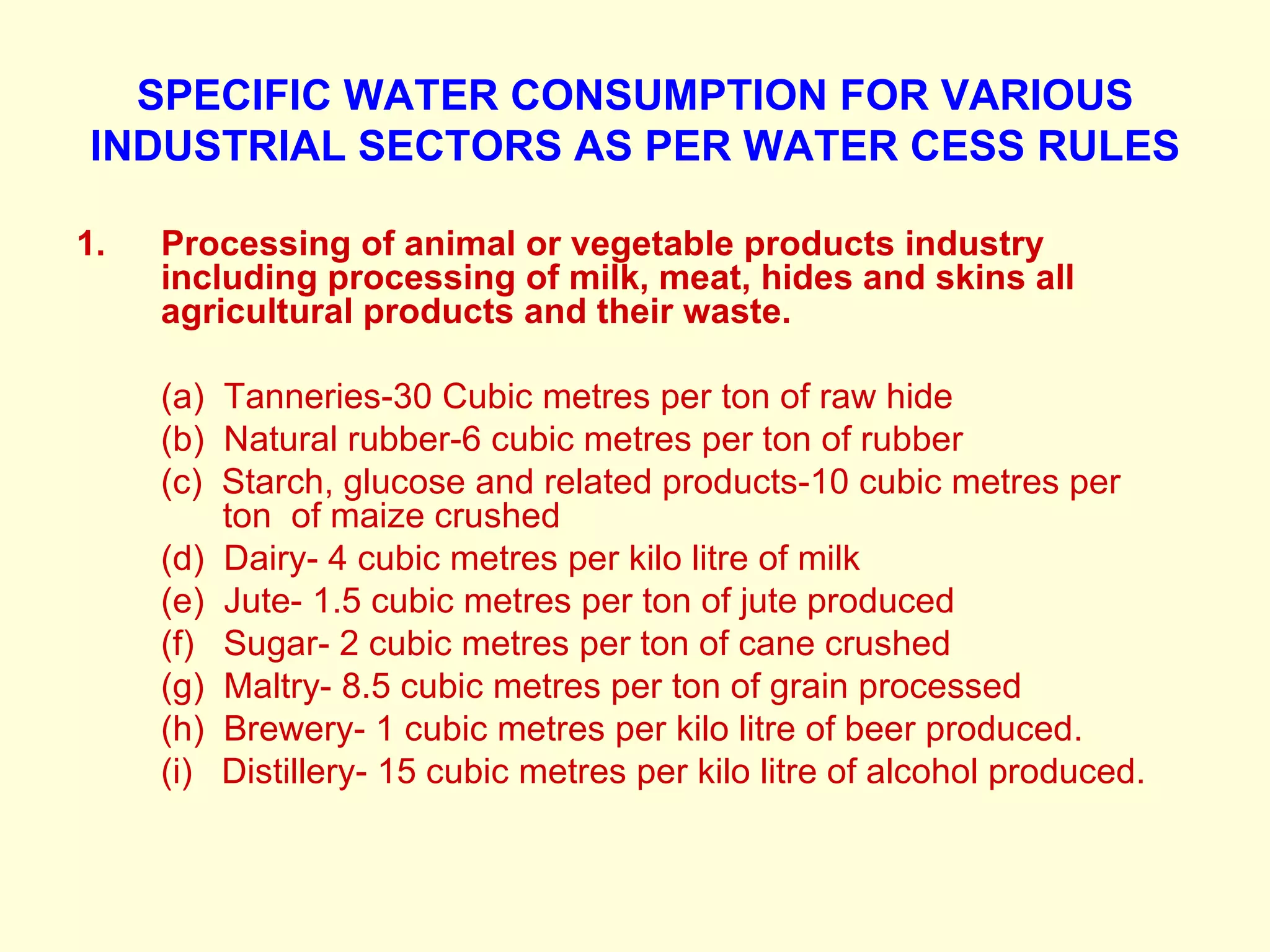 provisions of water cess act 1977 | PPT