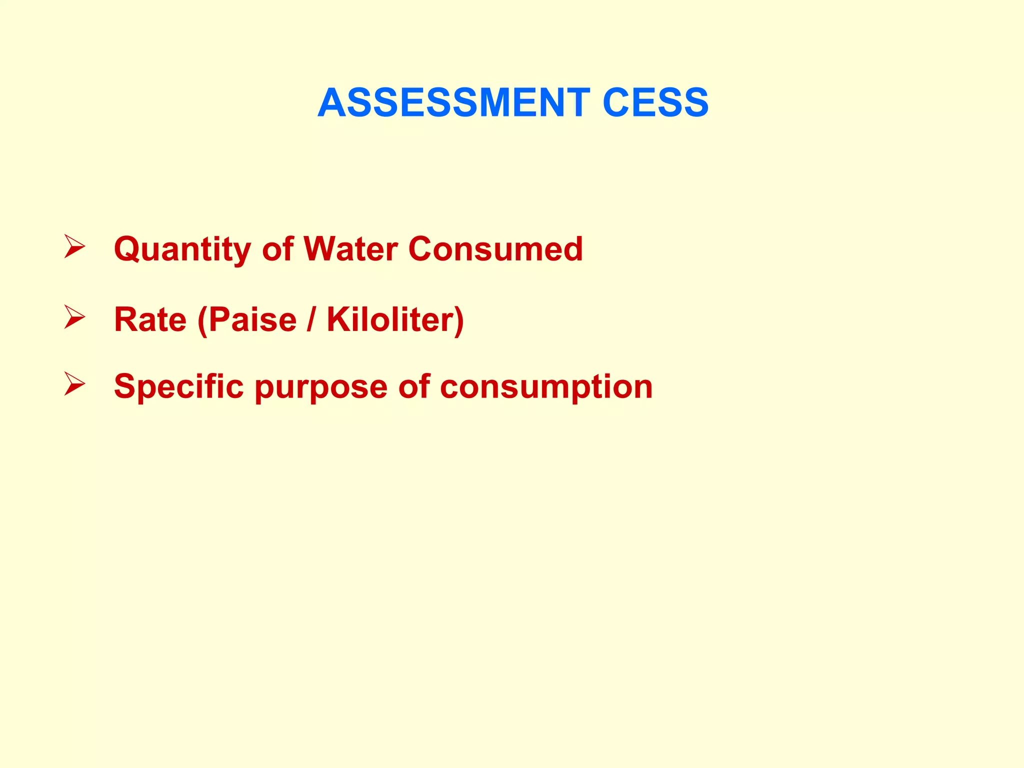 provisions of water cess act 1977 | PPT