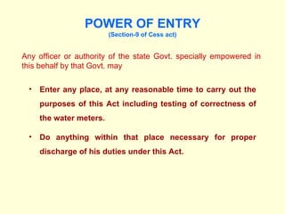 provisions of water cess act 1977 | PPT