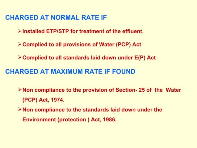 provisions of water cess act 1977 | PPT