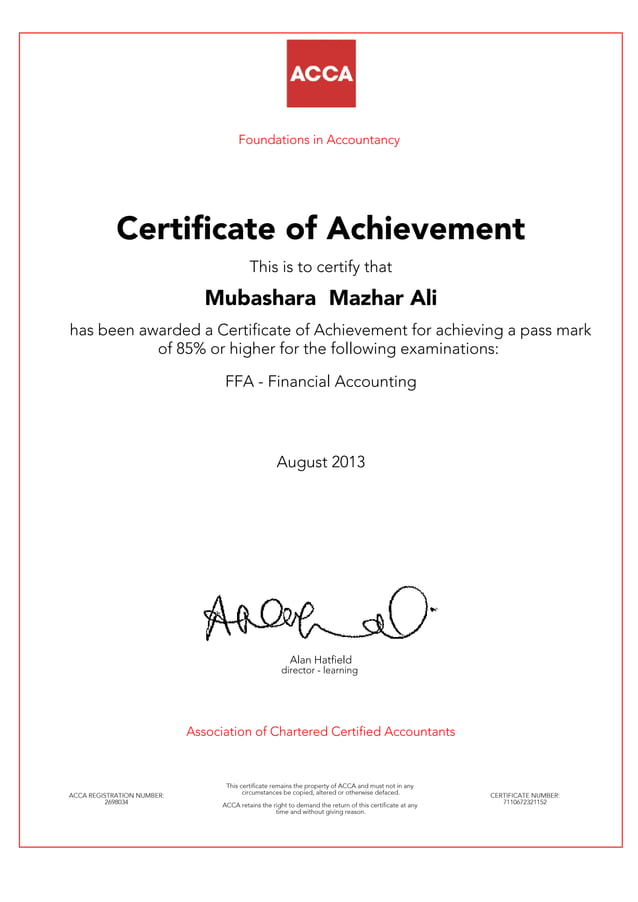 FFA Certificate | PDF