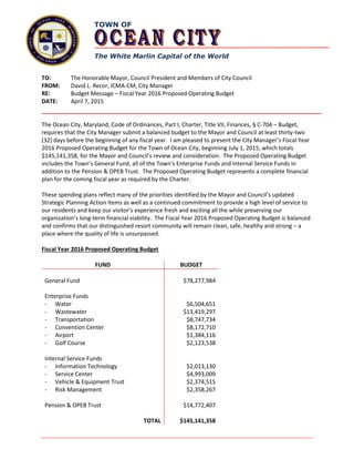 FY16 - City Manager's Budget Message | PDF