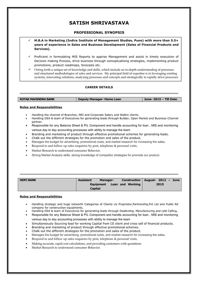 satish resume - New | DOC | Business Administration | Business