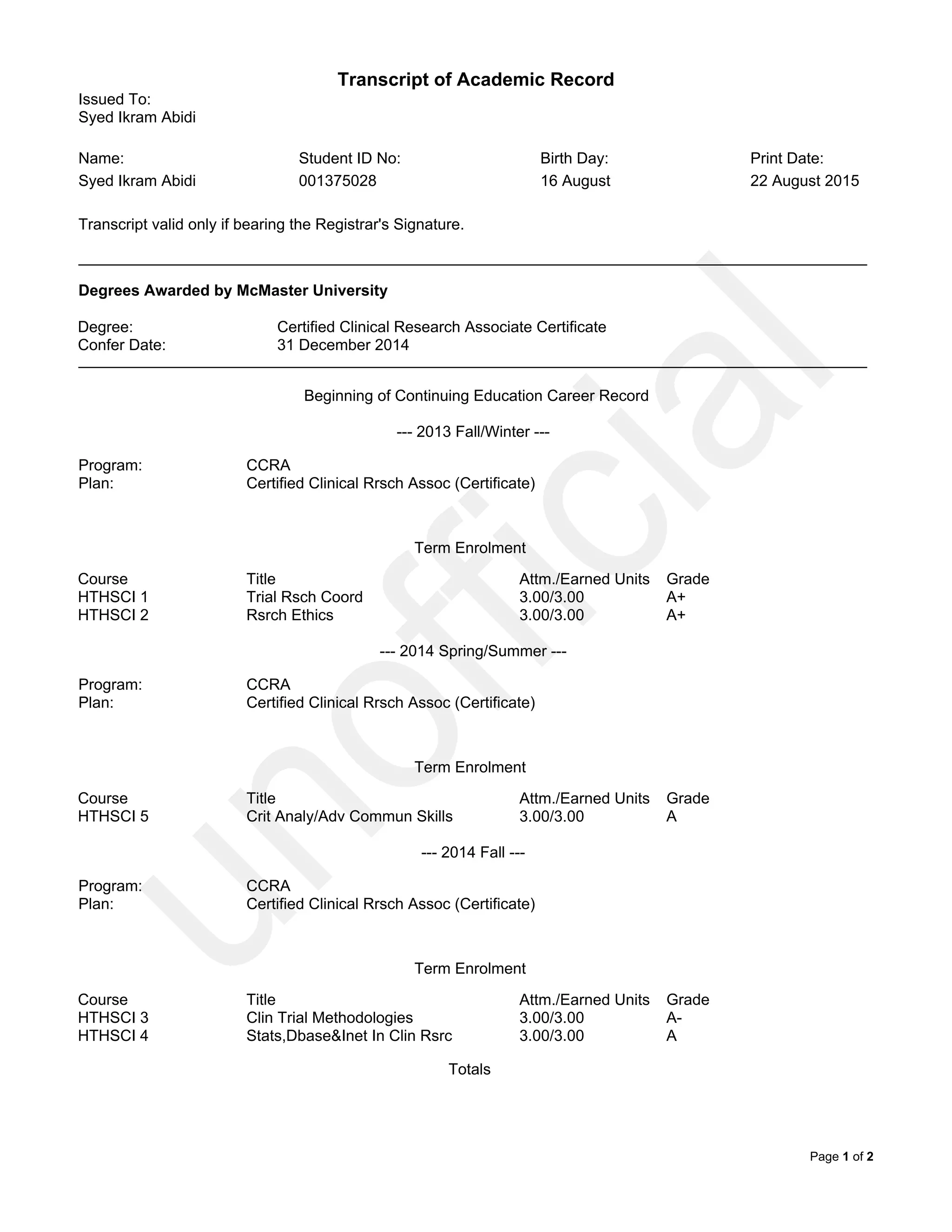 Clinical Research Transcript | PDF