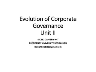 Evolution Of Corporate Governance | PPTX