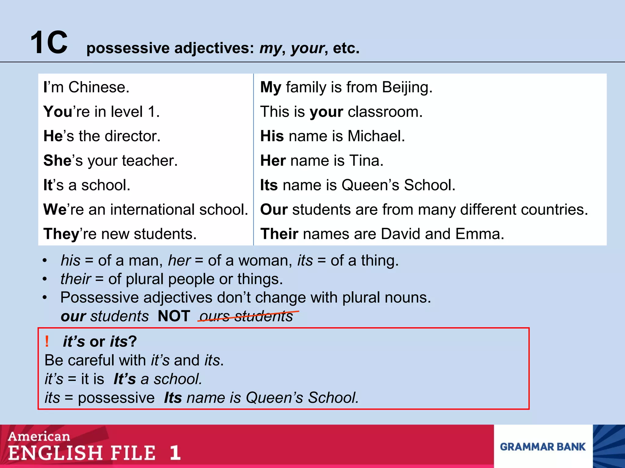 1C - Possessive Adjectives | PPT