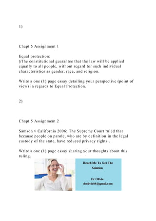 1)Chapt 5 Assignment 1Equal protection§The constituti.docx