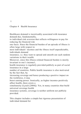 1 Chapter 4 Health Insurance Healthcare demand .docx