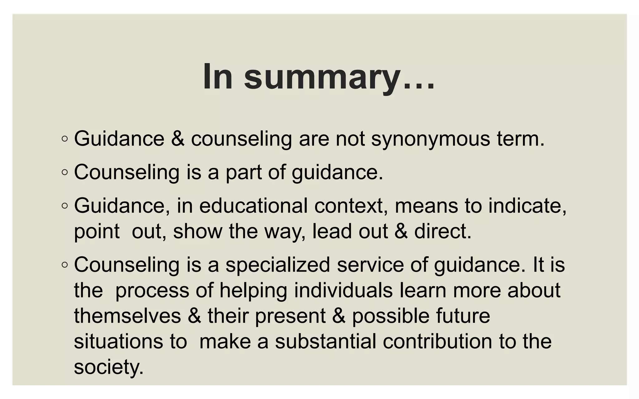 Nature and Meaning of Guidance | PPT