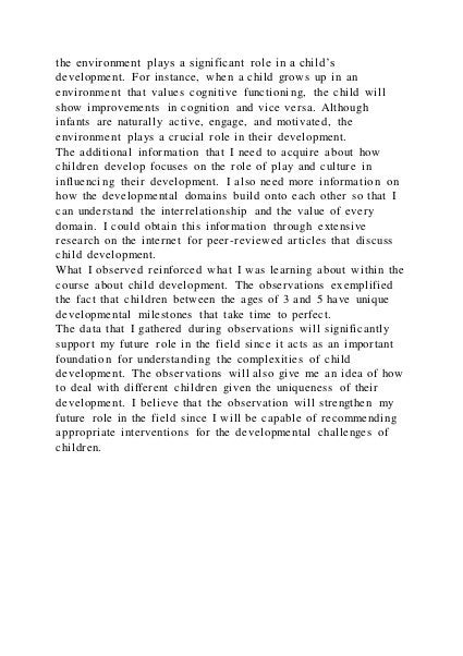 1Child Development Observation and Reflection | PDF