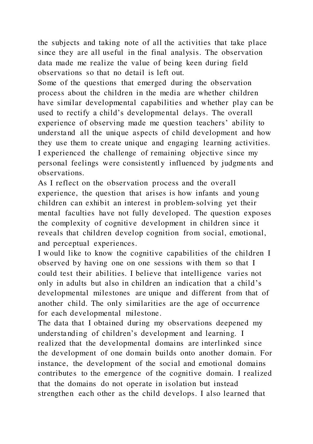 1Child Development Observation and Reflection | PDF
