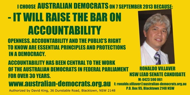 Vote 1 Australian Democrats, Group AF in the Senate on 7 September 2013 ...