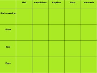 Classification Of Living Things Table