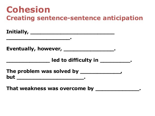 Cohesion for academic writing (sentence-sentence)