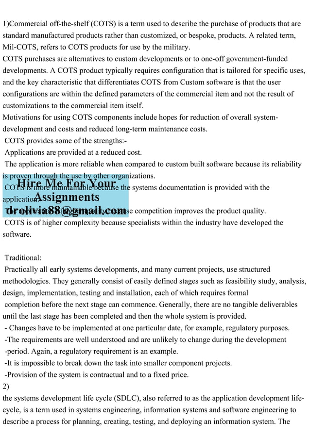 1)Commercial off-the-shelf (COTS) is a term used to describe the pur ...