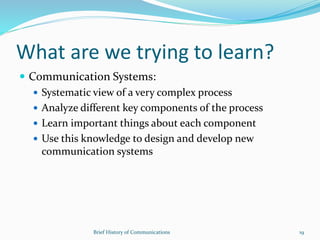 1_CommSys_History.pdf History of communications systems | PDF