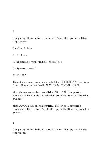 1Comparing Humanistic-Existential Psychotherapy with Oth | PDF | Free Download