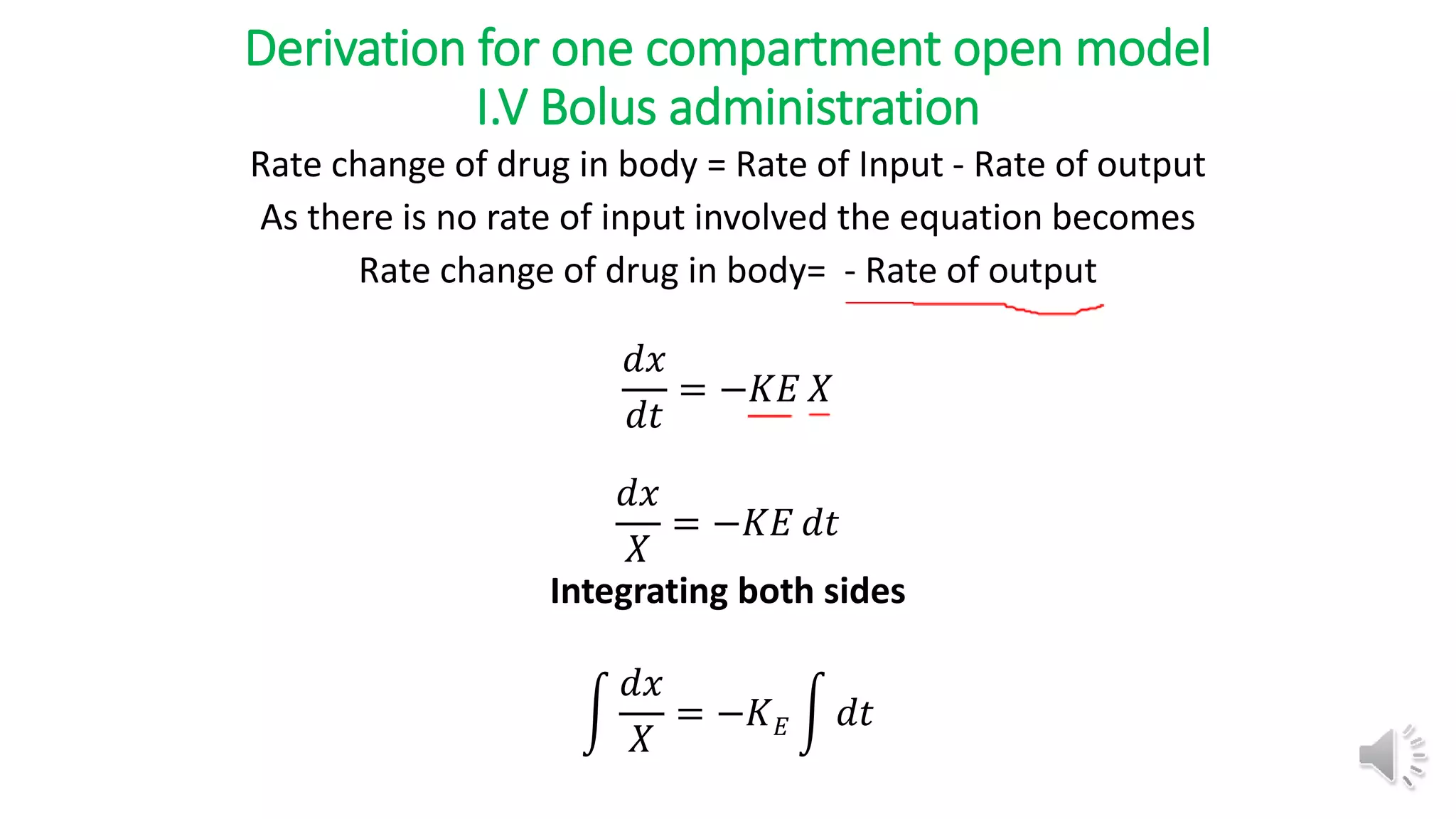 1 compartment model IV bolus administration equation | PPTX | Lung and ...