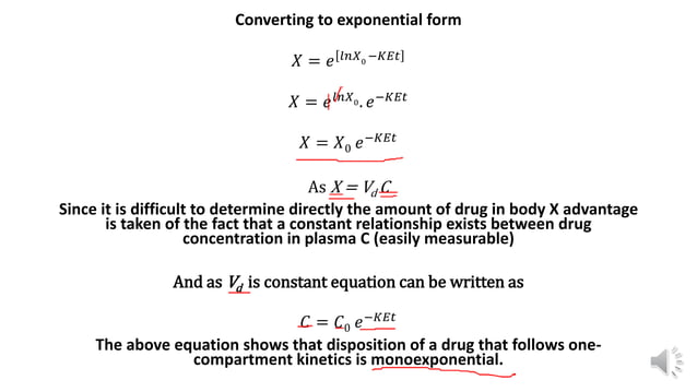 1 compartment model IV bolus administration equation | PPTX | Lung and ...