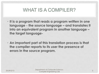 Compiler Engineering Lab#1 | PPTX | Programming Languages | Computing