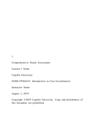 Comprehensive Needs Assessment for Patient Care Coordination | PDF