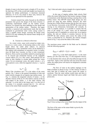 1 Computational and Experimental Investigation of Runner for Gravitational Water Vortex Power ...