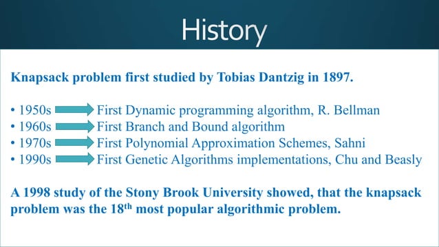 Knapsack problem solved by Genetic Algorithms | PPTX