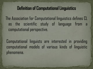 1 computational linguistics an introduction | PPT