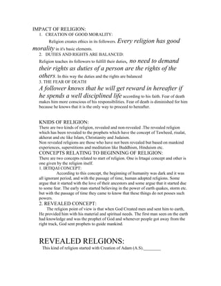 Islamic Studies - Concepts About Religion | DOC