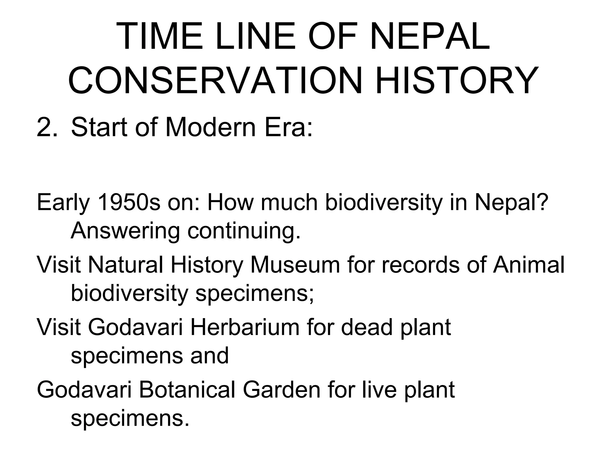 Conservation History History of Nepal | PPT