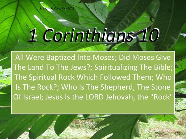 1 Corinthians 10;10, Moses Gave Land; Spiritualizing; The Spiritual ...