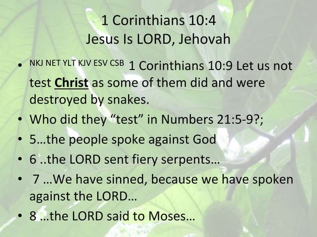 1 Corinthians 10;10, Moses Gave Land; Spiritualizing; The Spiritual ...