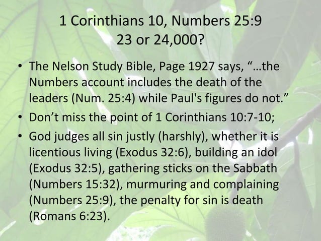 1 Corinthians 10;10, Moses Gave Land; Spiritualizing; The Spiritual ...