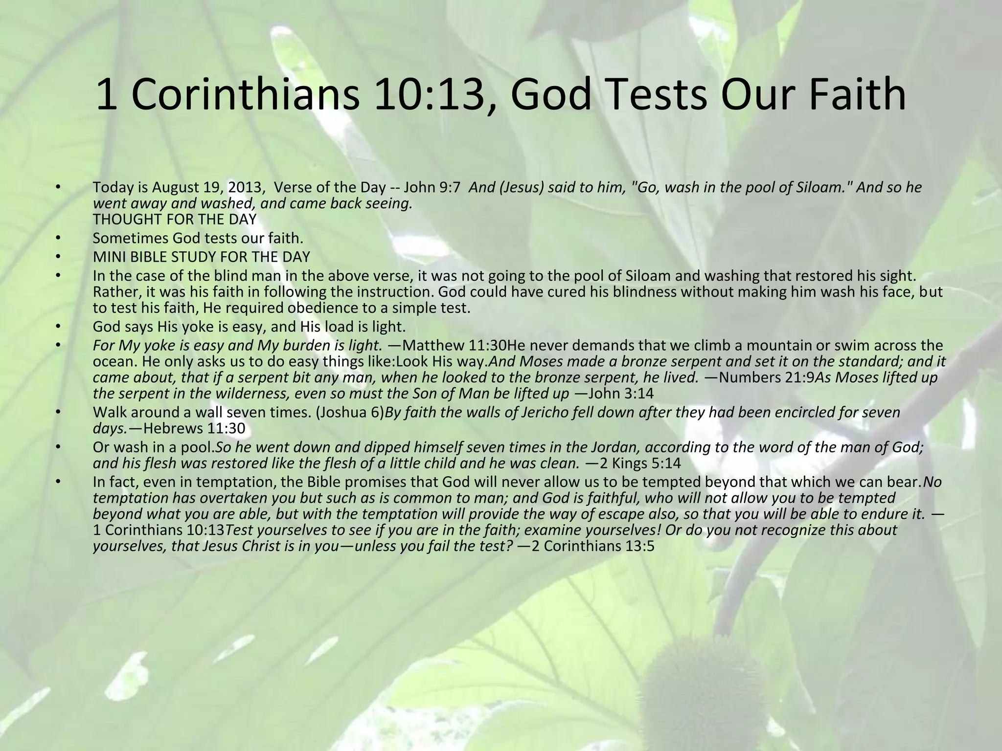 1 Corinthians 10;11-33, Scripture is example; OT NT Bible Cross References; Love Help One ...