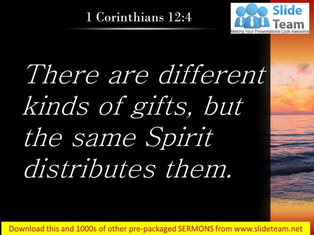 1 corinthians 12 4 the same spirit distributes them power point church ...
