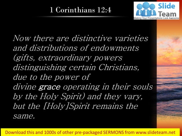 1 corinthians 12 4 the same spirit distributes them power point church ...