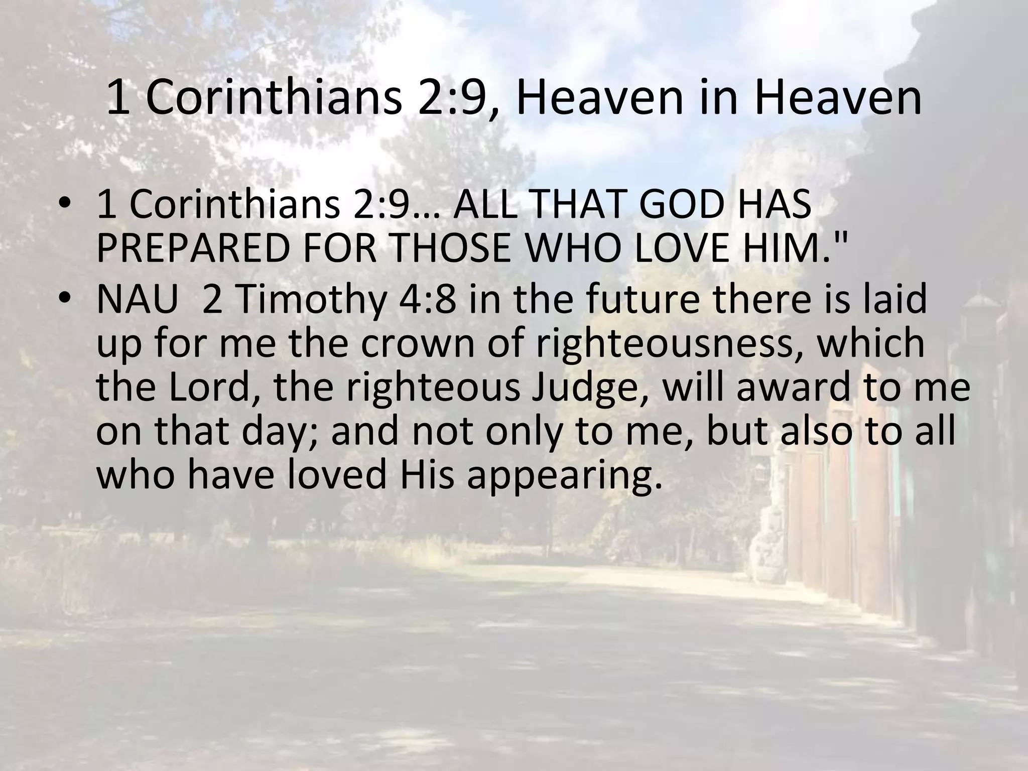1 Corinthians 2, Heaven; Illumination Of The Holy Spirit; Mature ...