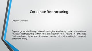 1 Corporate Restructuring Meaning and concept | PDF