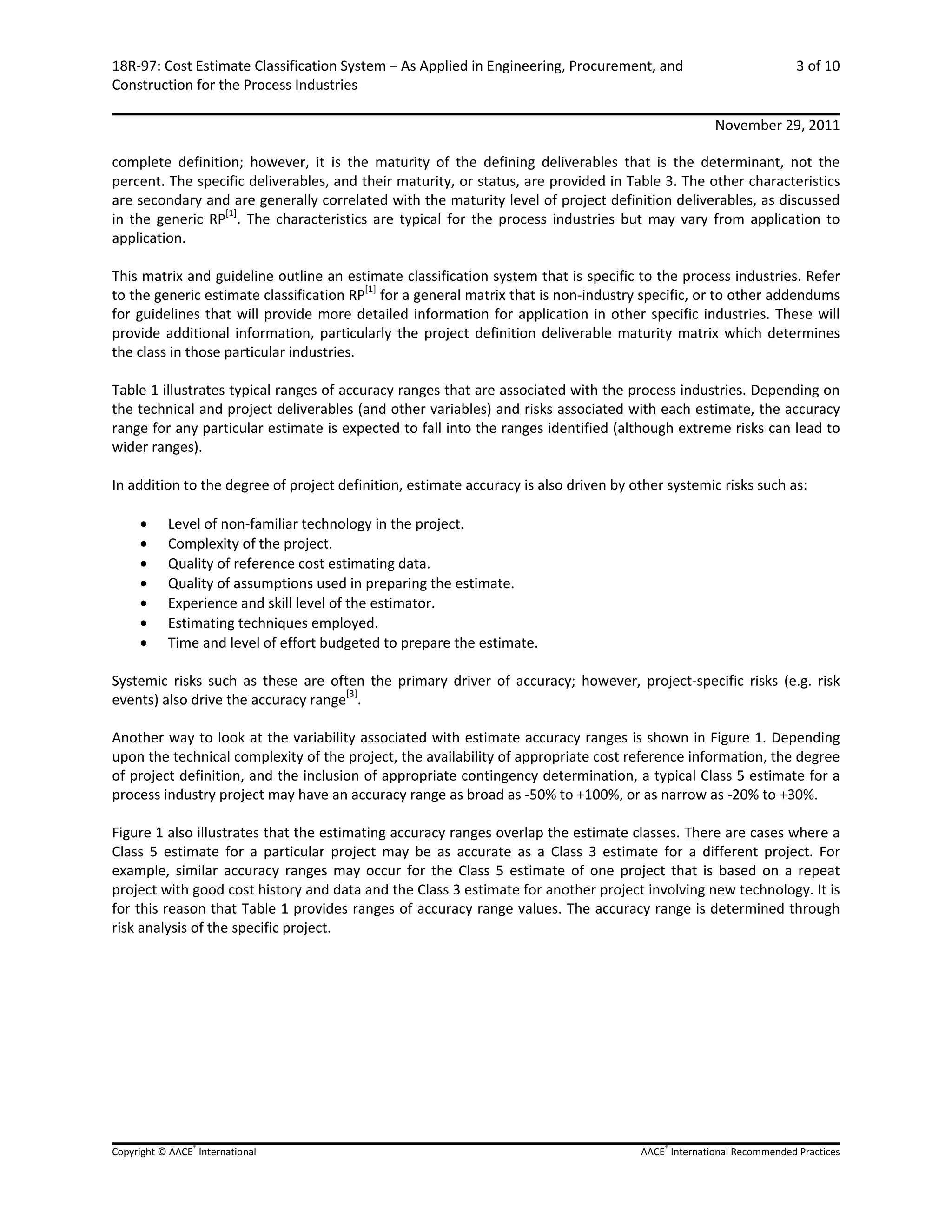 1 cost estimate classification system (aacei rp) | PDF