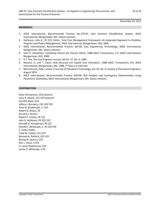 1 cost estimate classification system (aacei rp) | PDF